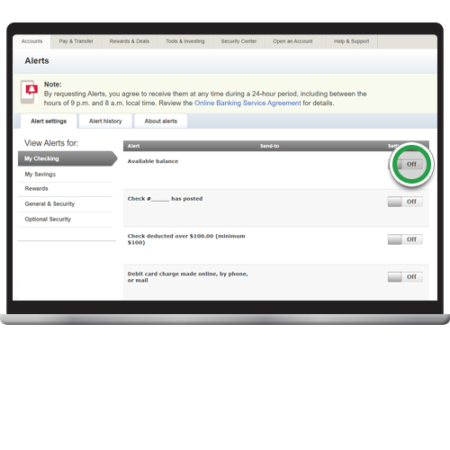 How to set account activity alerts with Online Banking | Bank of America