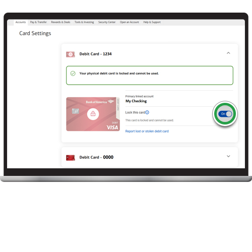 How to lock or unlock your debit card with Online Banking | Bank of America