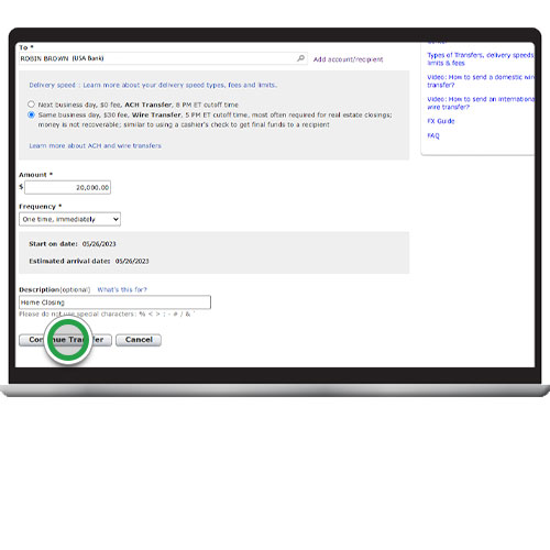 How to do a Domestic Wire Transfer with Online Banking | Bank of America
