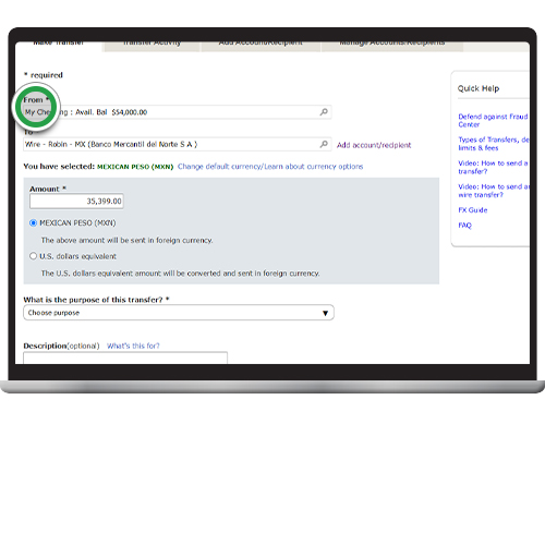How to do an International Wire Transfer with Online Banking | Bank of ...