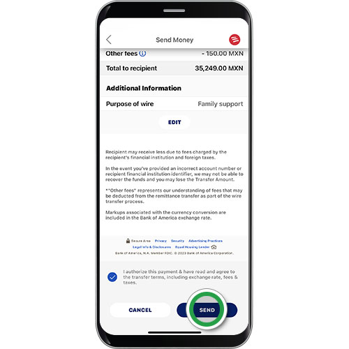 Bank of america international wire transfer store