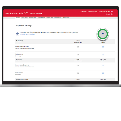 How to set up paperless statements with Online Banking | Bank of America
