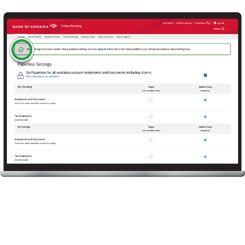 How to set up paperless statements with Online Banking | Bank of America