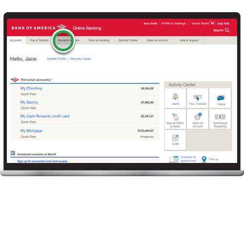 How to redeem credit card rewards with Online Banking | Bank of America