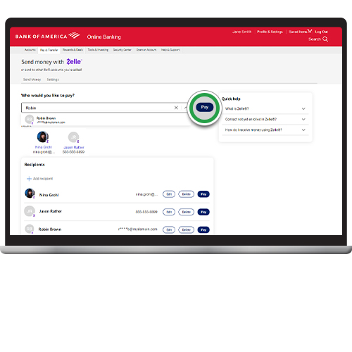 How to send money with Zelle® and Online Banking | Bank of America