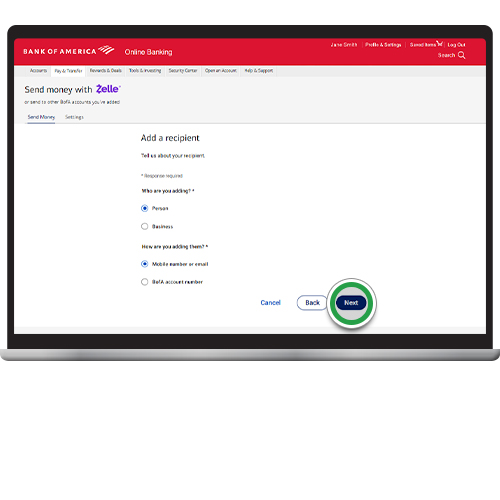 How to send money with Zelle® and Online Banking | Bank of America