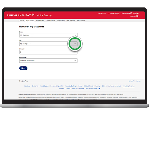 How to transfer money with Online Banking | Bank of America