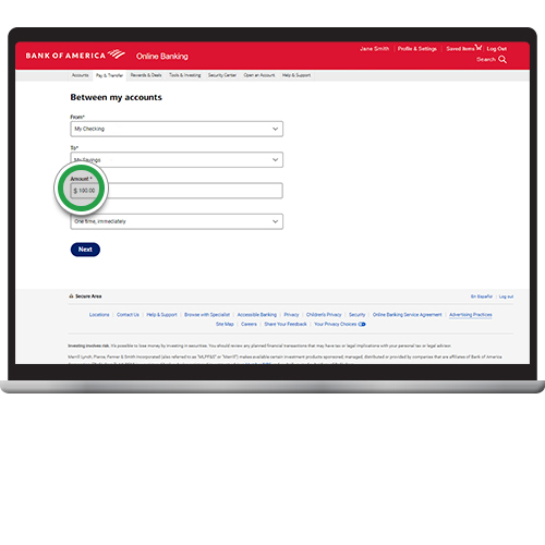 How to transfer money with Online Banking | Bank of America